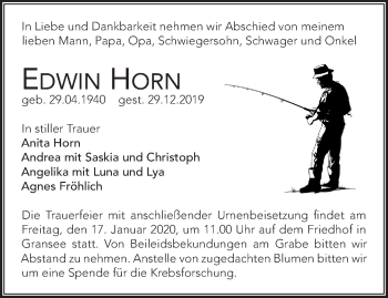 Traueranzeigen von Edwin Horn | Märkische Onlinezeitung Trauerportal